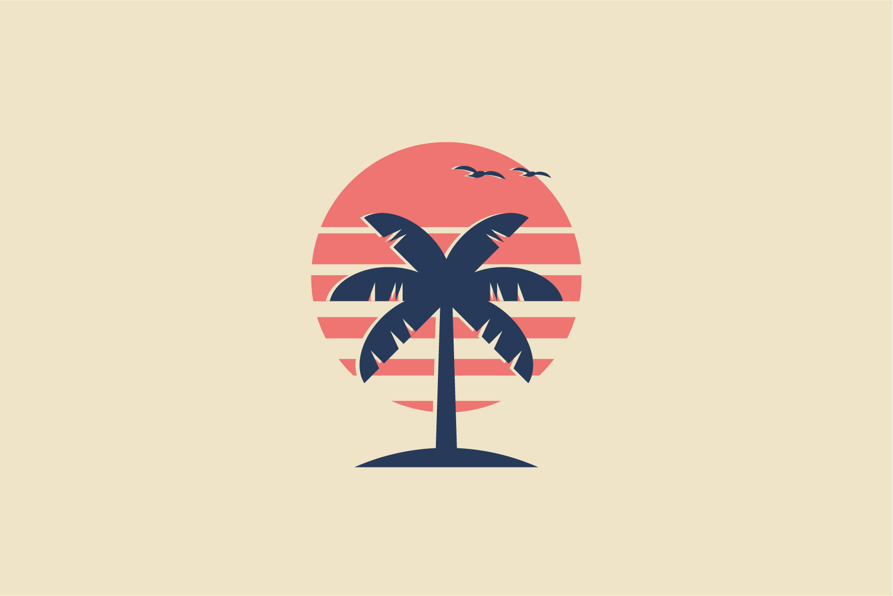 Vintage styled palm tree logo, an Illustration by Crafter