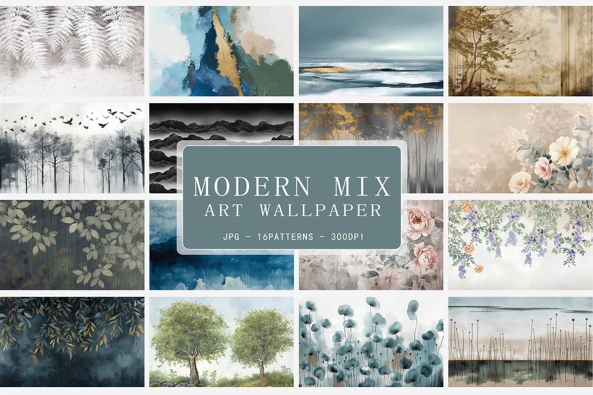 Mixed hand-painted art mural series