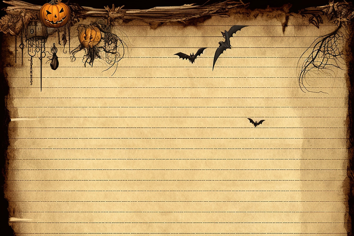 lined diary page in halloween theme, a Background Graphic by Virgo Studio