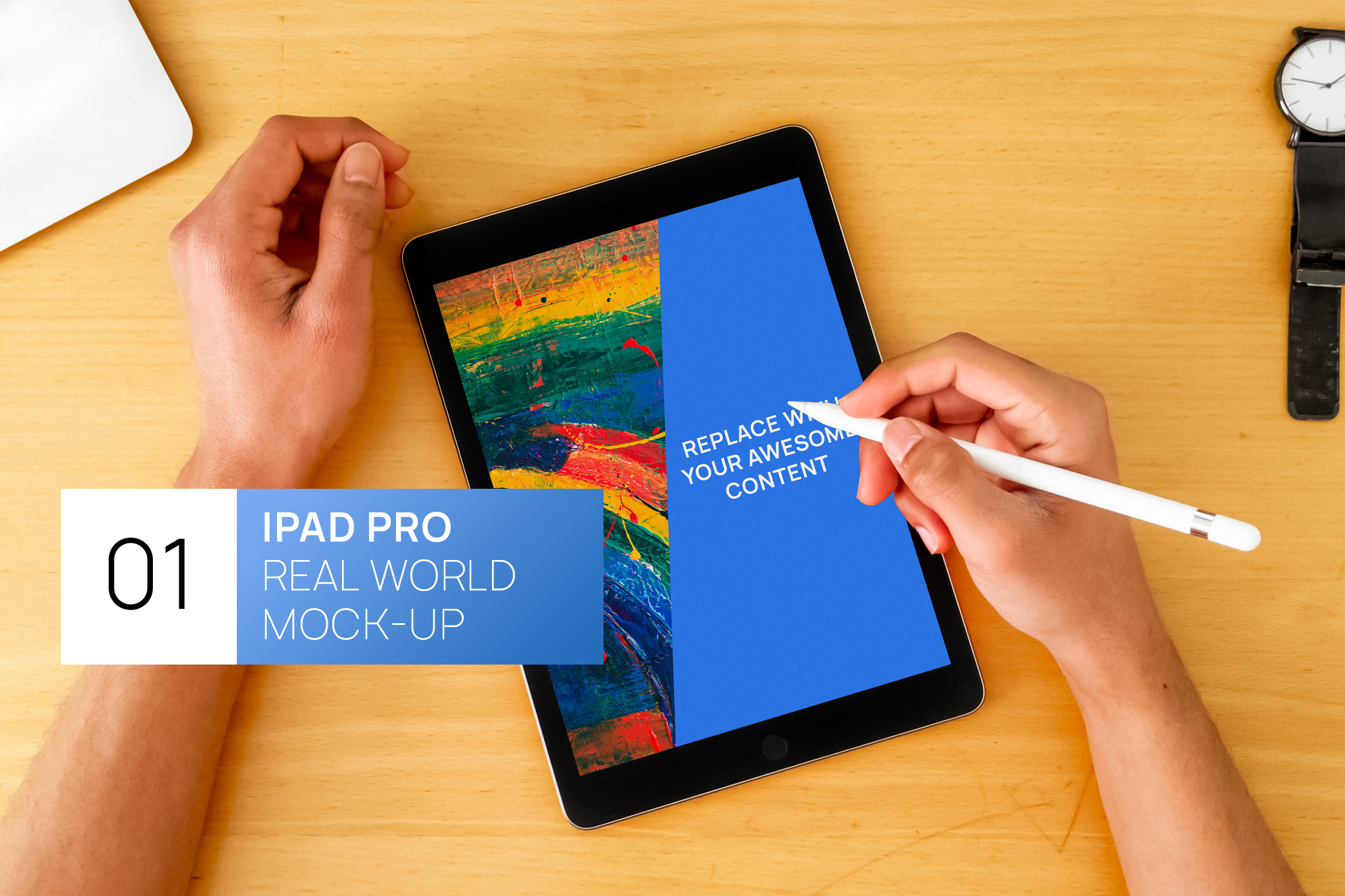 iPad Pro With Hands Photo Mockup, an iPad Mockup by Shades&Tones
