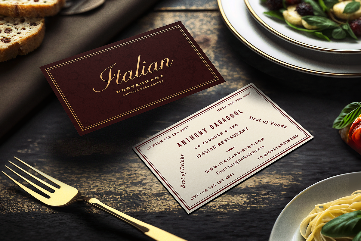 Italian Restaurant Card Mockup