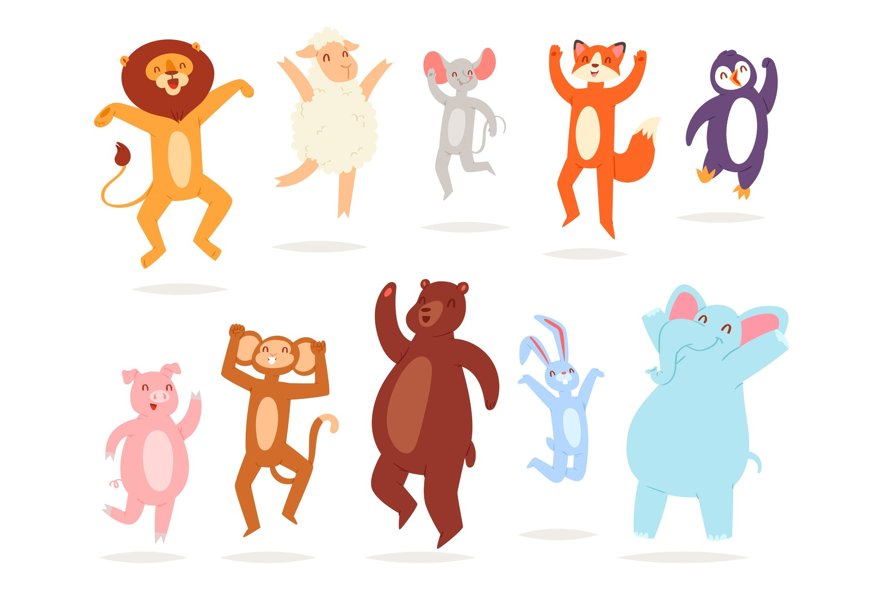 Dancing animals vector animalistic, an Animal Illustration by RocketArt