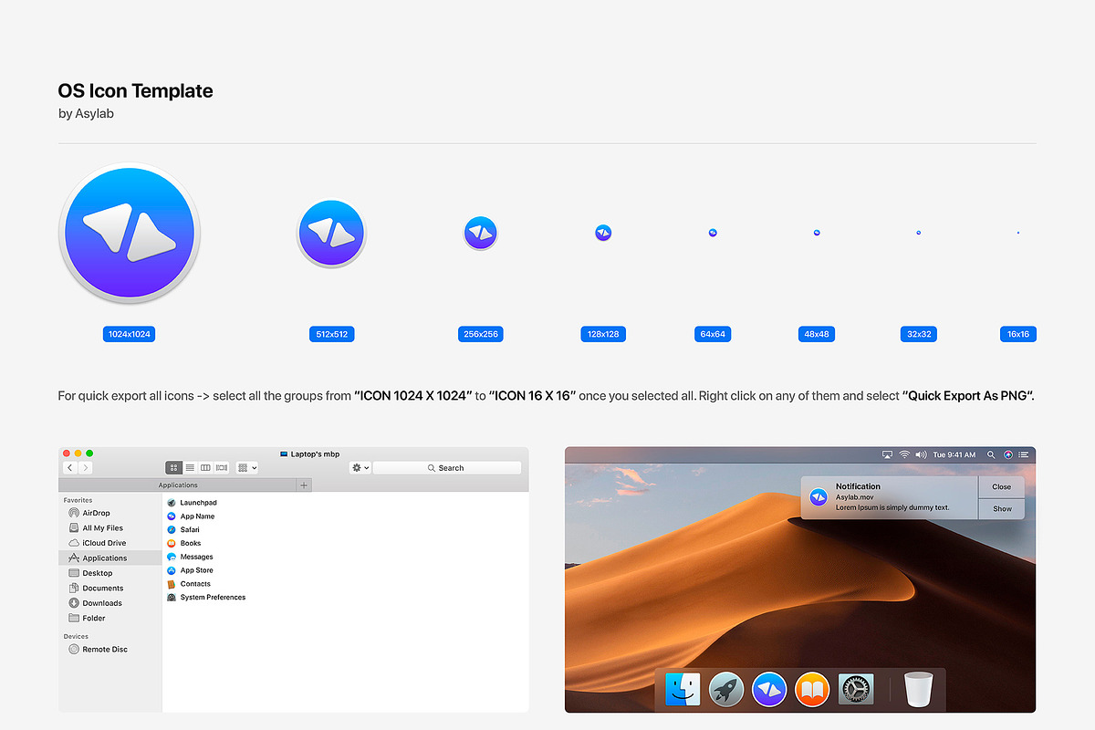OS Icon Template Mockup - PSD