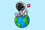 Cute Astronaut Working With Laptop | Technology Illustrations ...