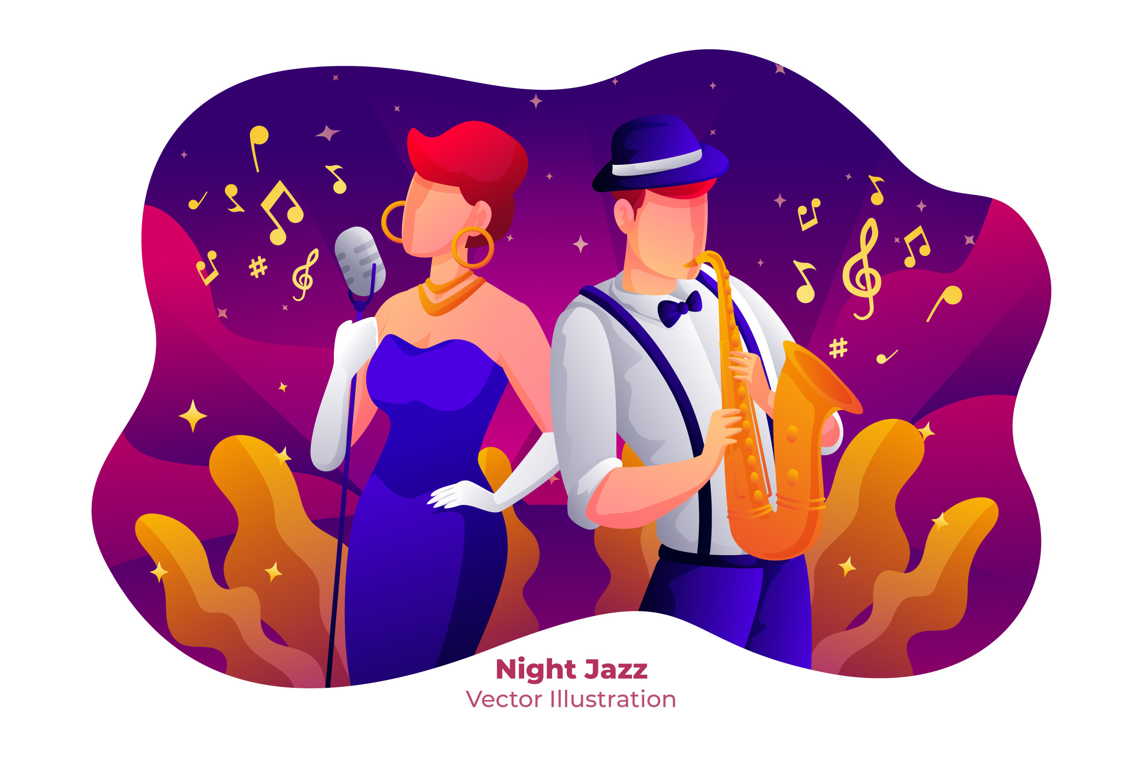 Night Jazz - Vector Illustration, a Technology Illustration by AQR ...