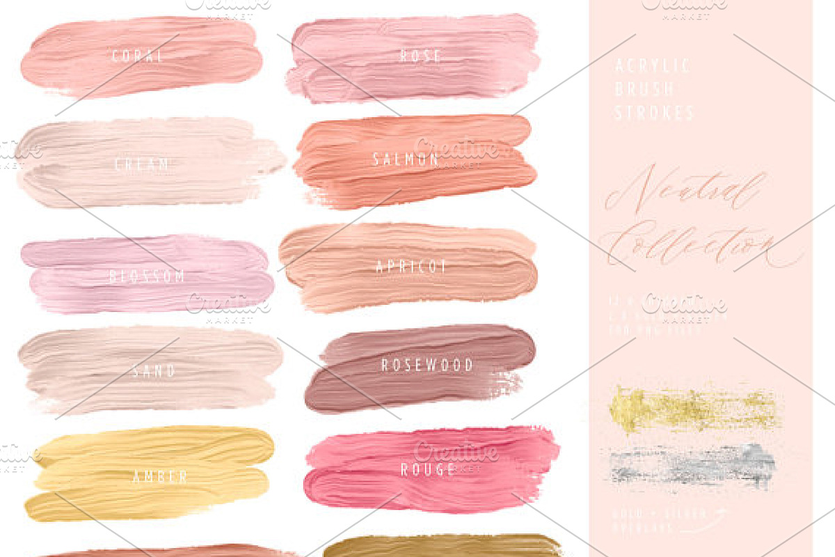 Neutral Acrylic Brush Strokes, a Texture Graphic by Freshmint Paperie