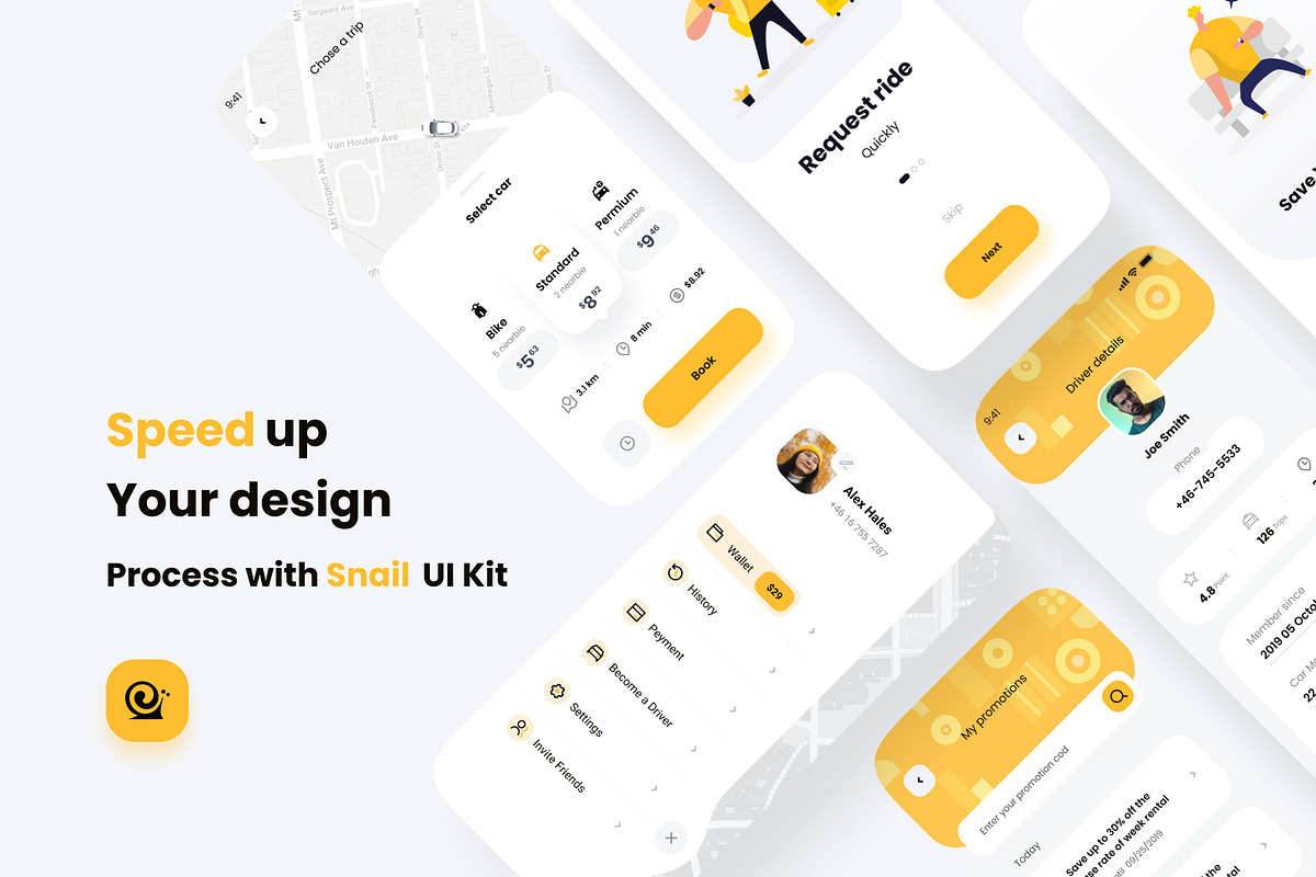 Snail - Taxi booking App UI KIT
