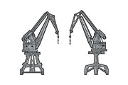harbor crane sketch vector, an Object Illustration by AlexArt