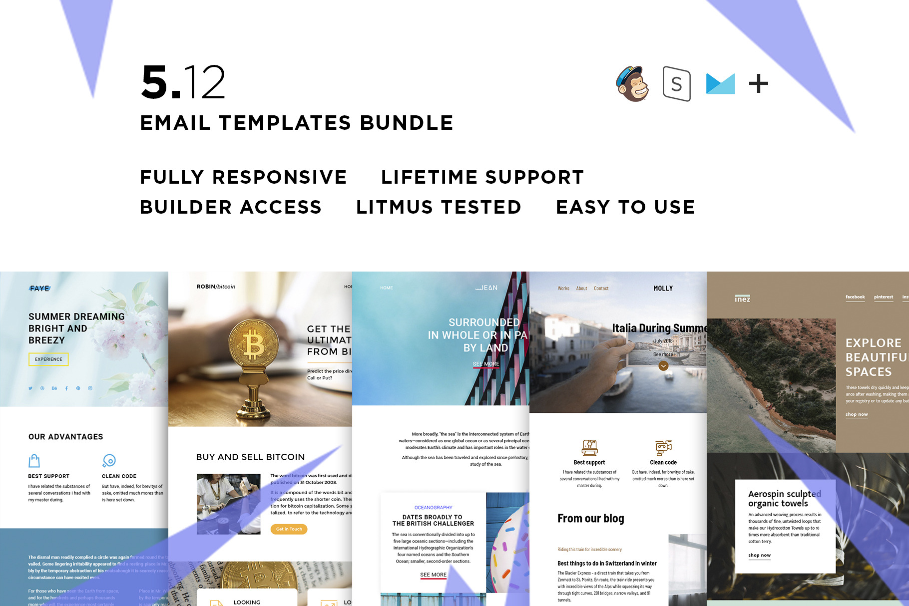 5 Email templates bundle XII, an Email Template by ThemesCode