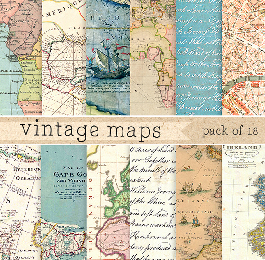 Vintage Maps Paper, a Pattern Graphic by ZephyrDigital
