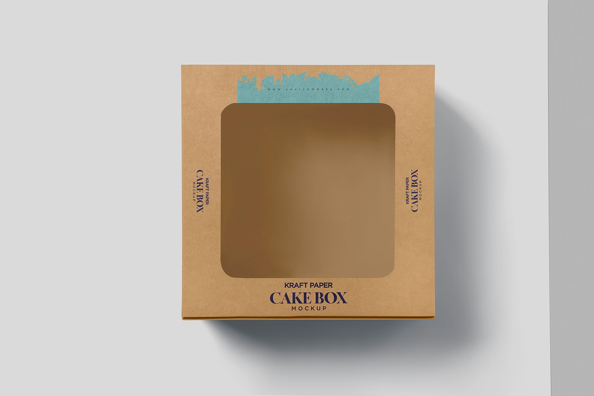 Kraft Paper Cake Window Box Mockups, a Packaging Mockup by GfxFoundry
