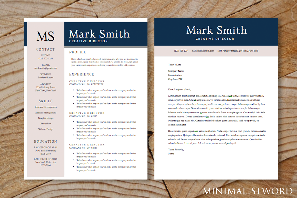 2 Pack Resume Cover Letter Template, a Resume Template by MinimalistWord