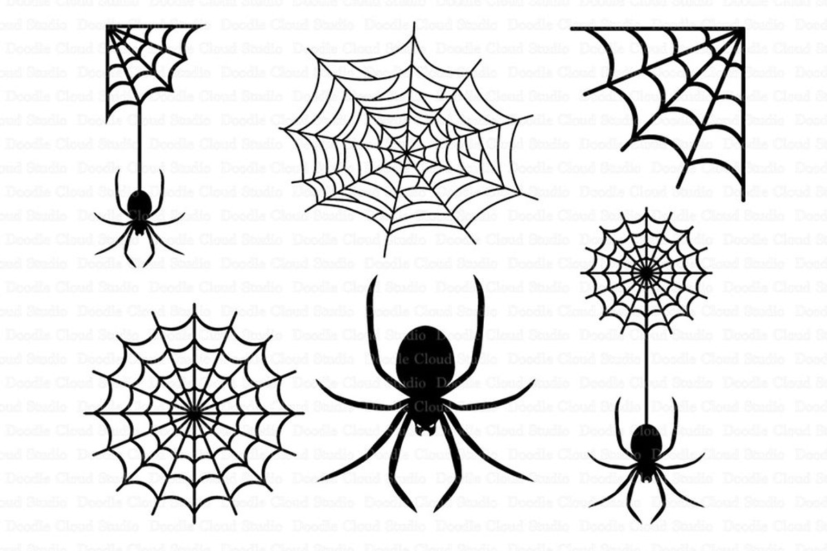 Spiders and Spider Web SVG files, an Illustration by Doodle Cloud Studio