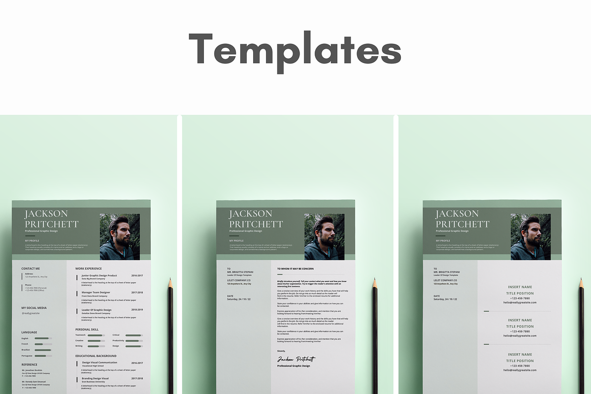 Green CV Resume Canva template