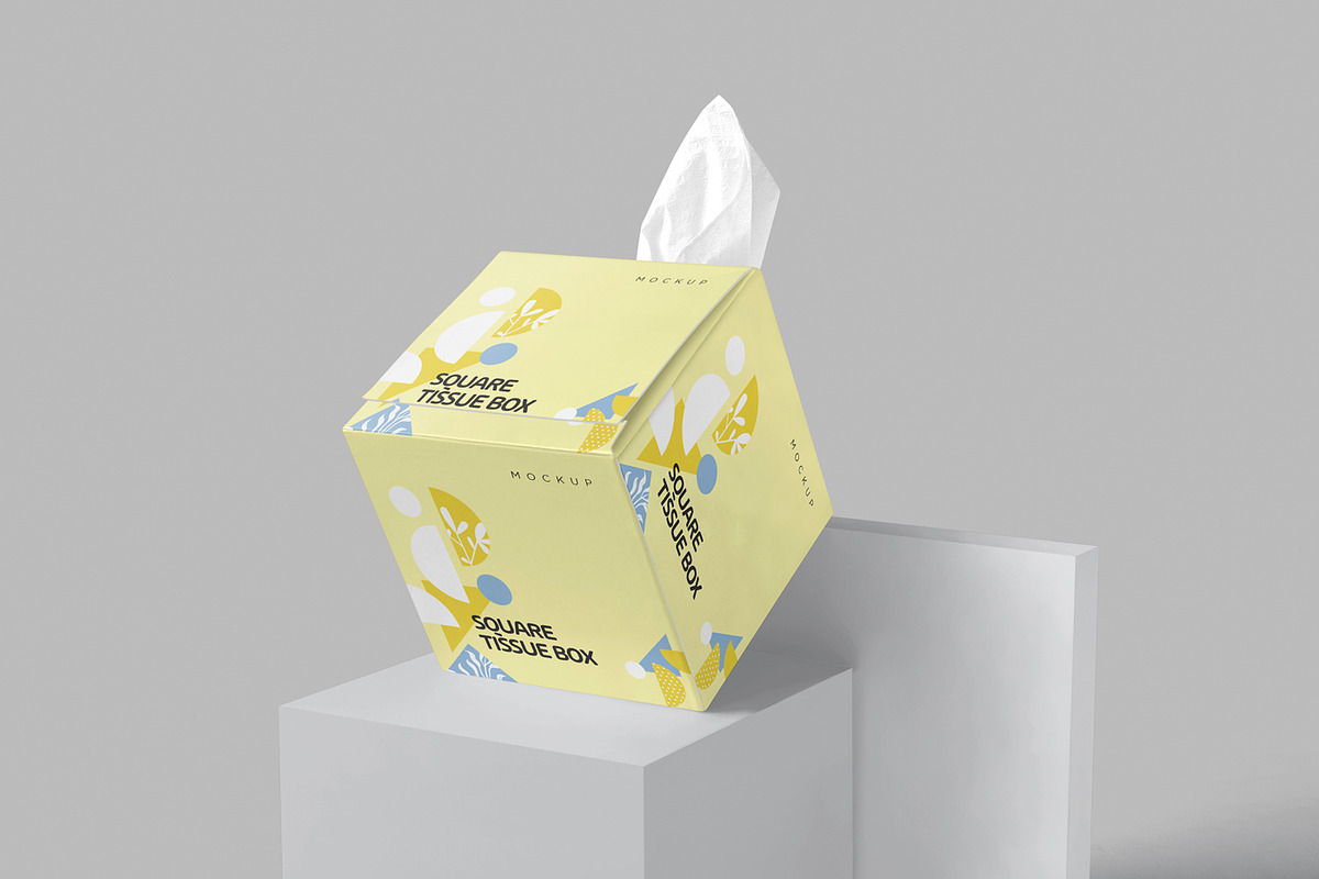 Square Tissue Box Mockups, a Packaging Mockup by DesignNeutrons