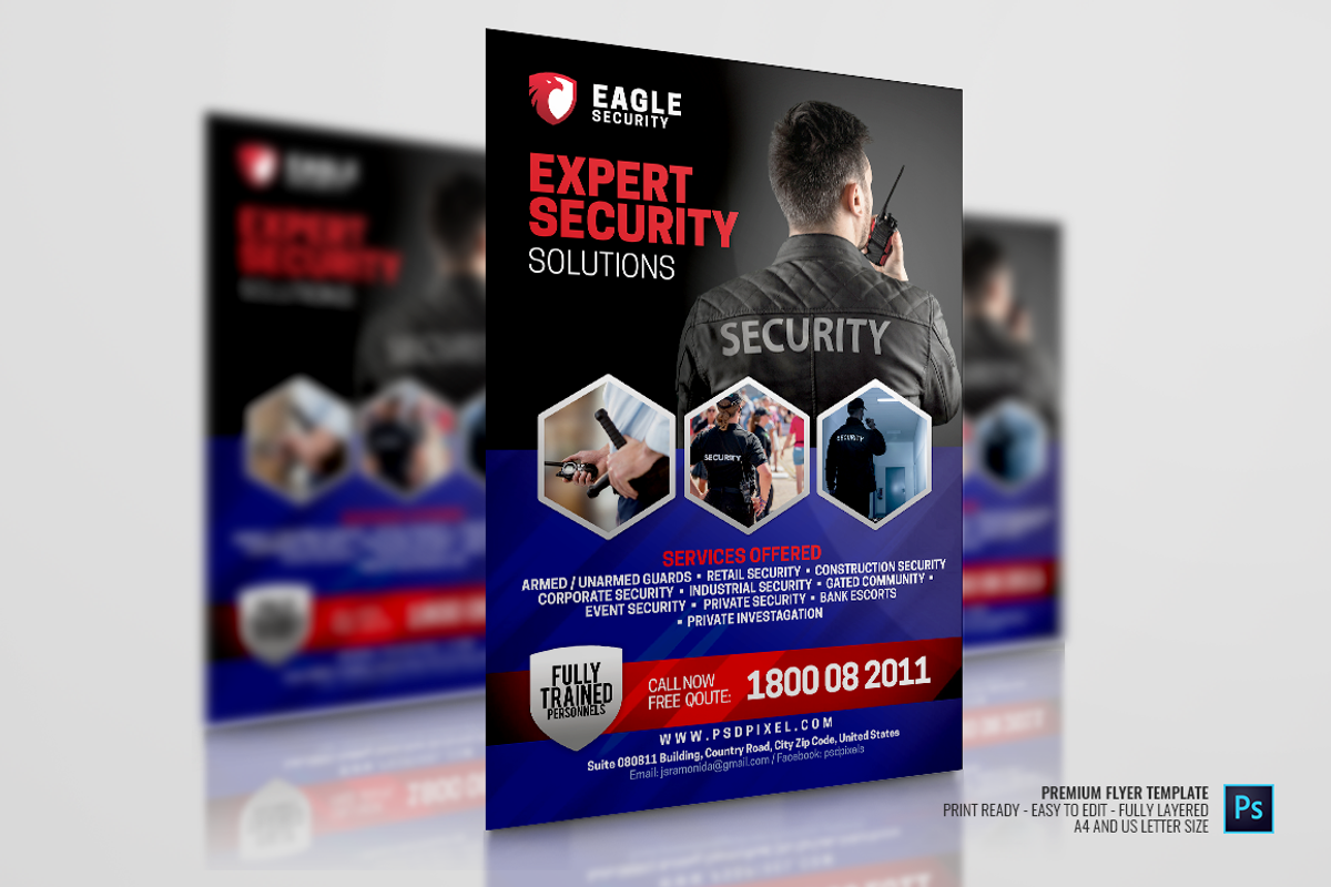 Security Services Ads Flyer, a Flyer Template by PSDPixel