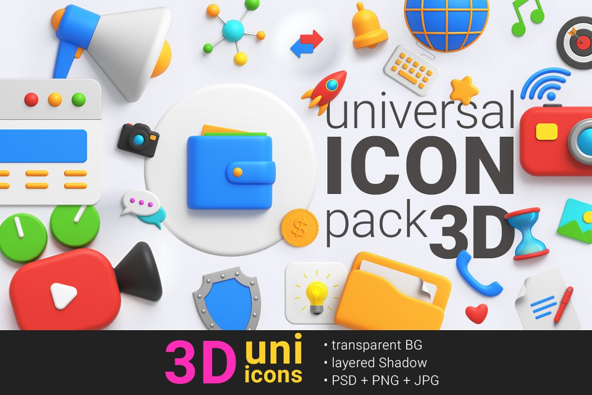 Icons 3D universal pack, an Icon by Sentavio