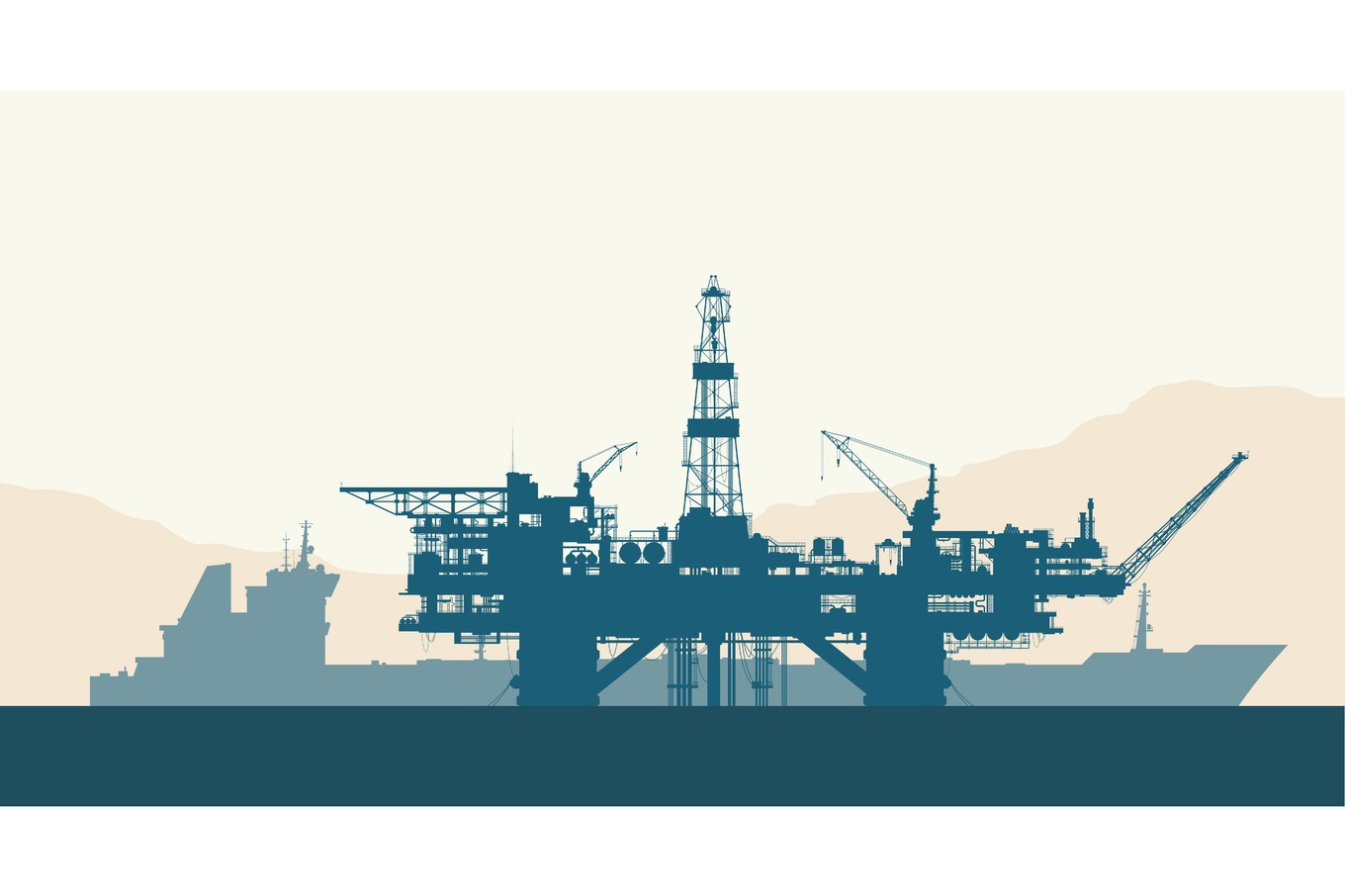 Offshore oil drilling rig and tanker, a Technology Illustration by MSA ...
