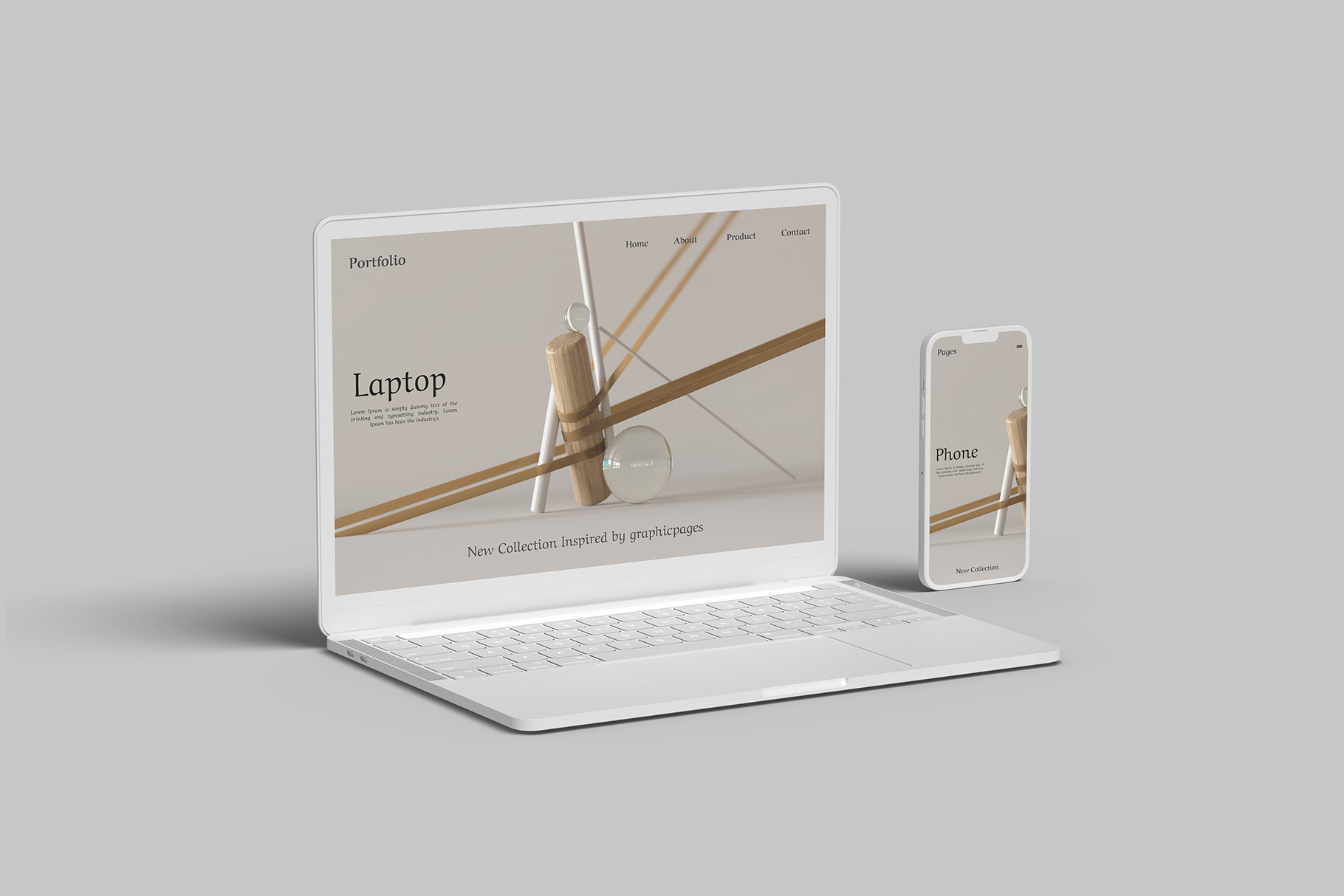 Laptop and Smartphone Clay Mockup