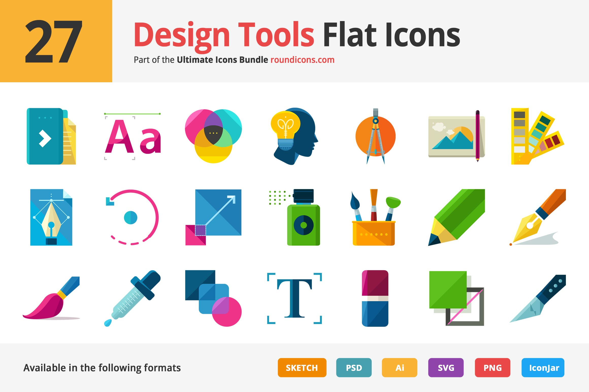 27 Design Tools Flat Icons, an Icon by Vectopus.com