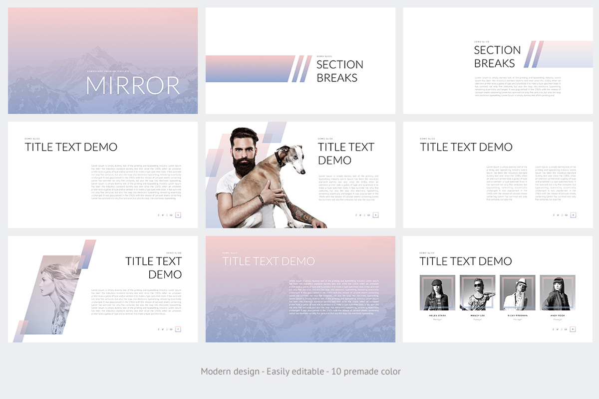 Mirror Modern PowerPoint Template, a Presentation Template by HiSlide.io