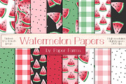 Watermelon digital paper, a Pattern Graphic by Paper Farms