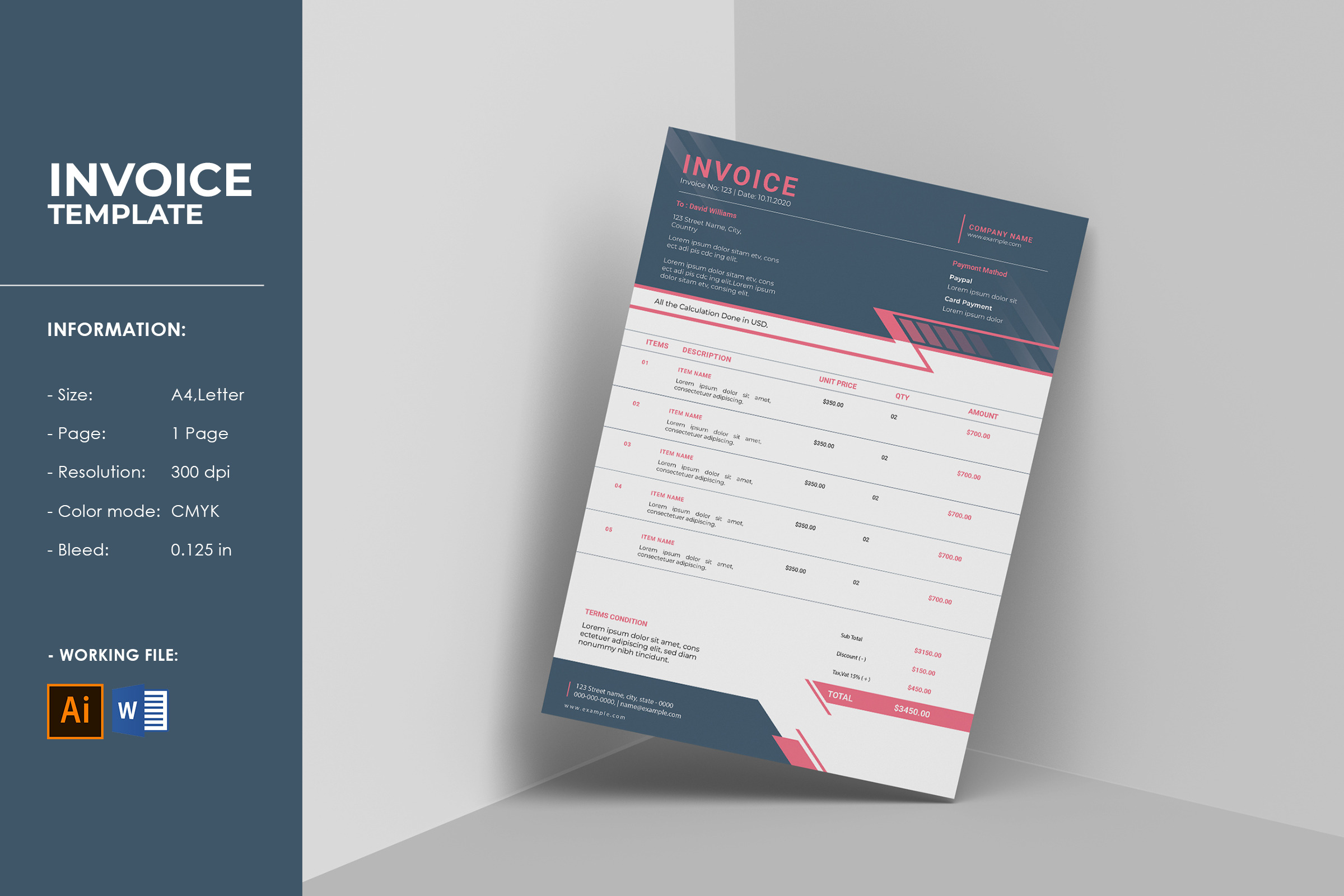 Creative Invoice Template | Stationery Templates ~ Creative Market