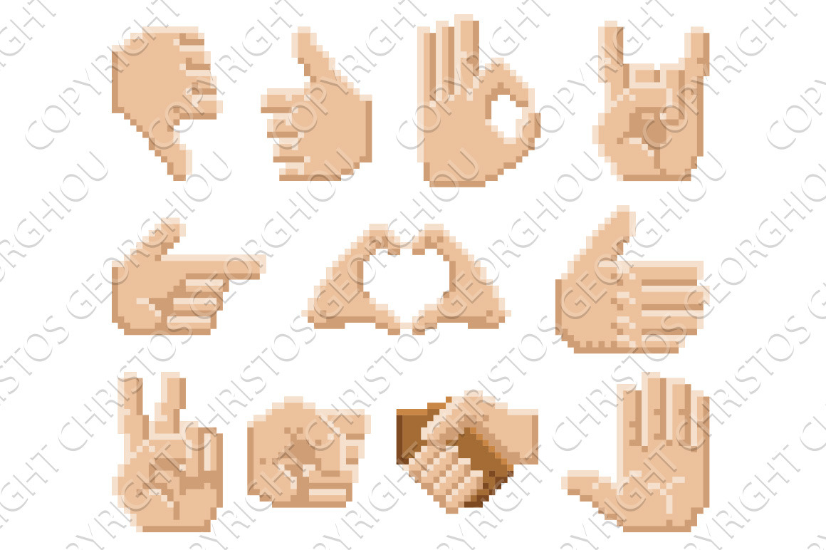 Pixel Art Hand Icons, an Icon by Christos Georghiou
