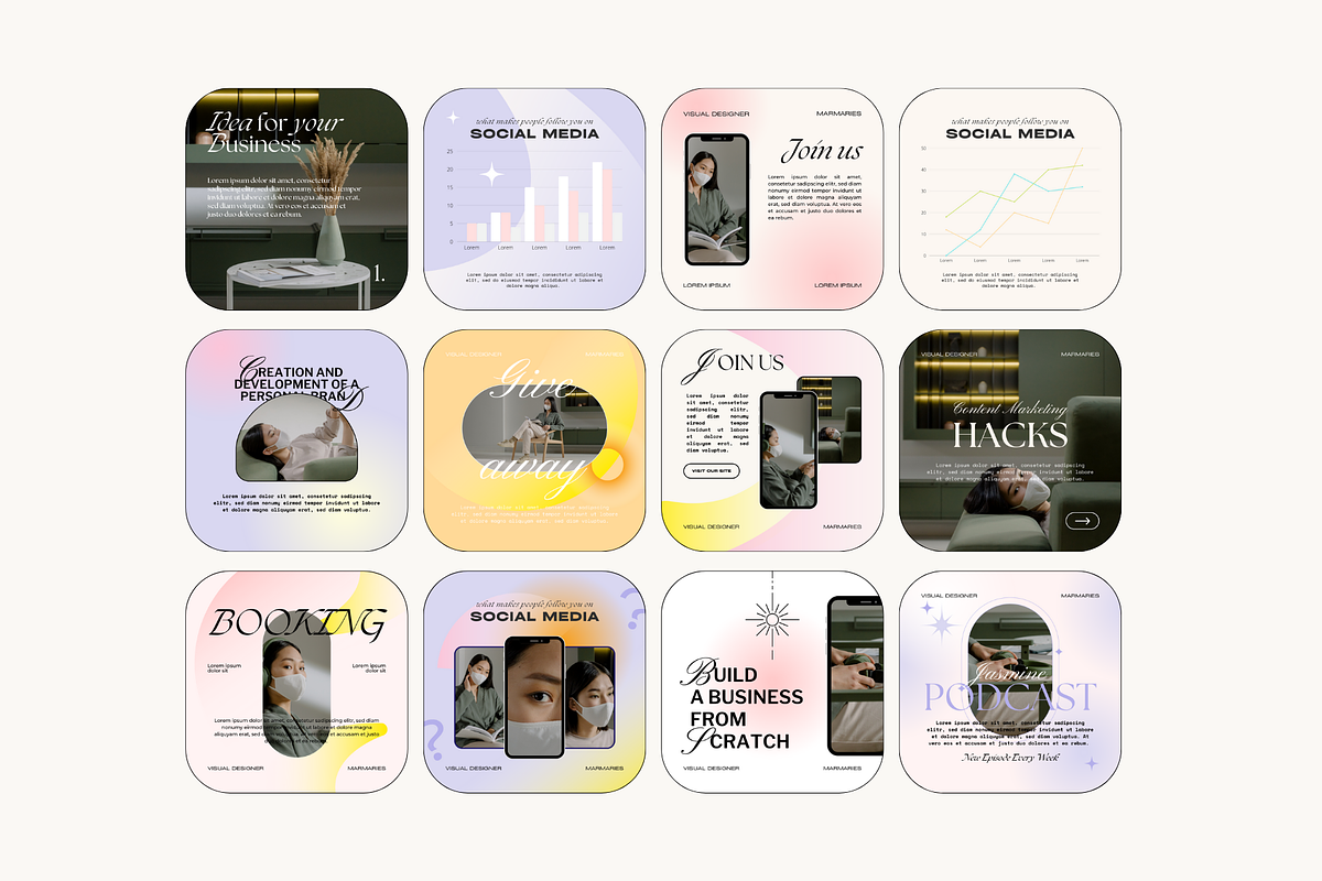 Retro Social Media Pack, a Social Media Template by marmaries