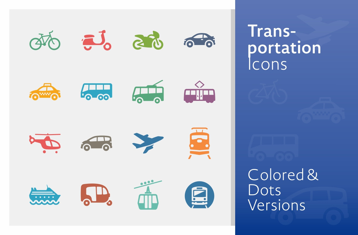 Transportation Icons | Colored, an Icon by introwiz1