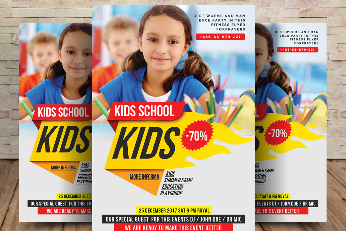 6 School Education Flyers Bundle, a Flyer Template by graphicforest