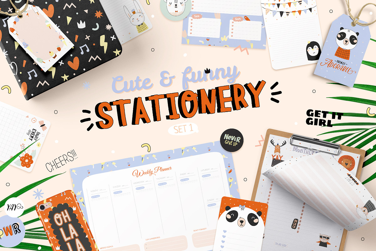 Cute and funny stationery, a Stationery Template by Ruslana Lubenets