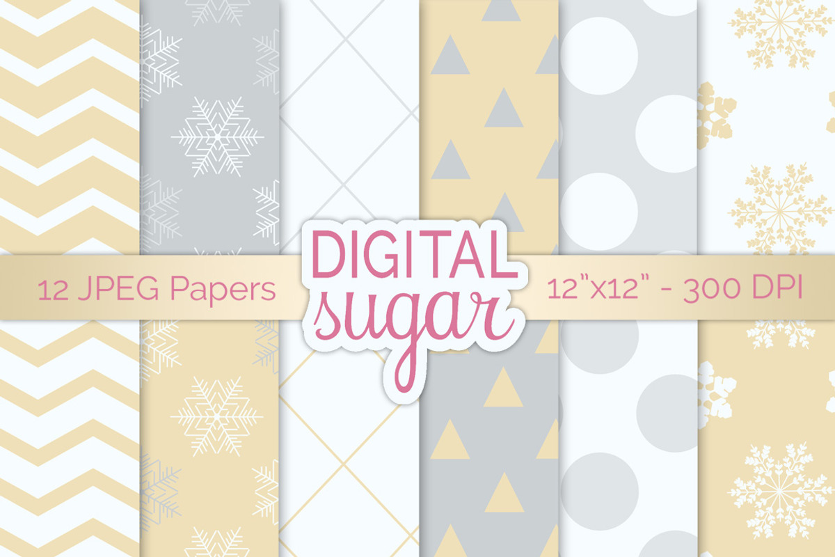 Gold Silver Christmas Digital Paper, a Pattern Graphic by Digital Sugar