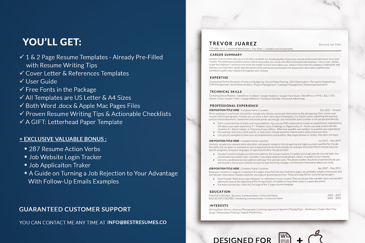 Classic ATS Resume Template Word/Mac