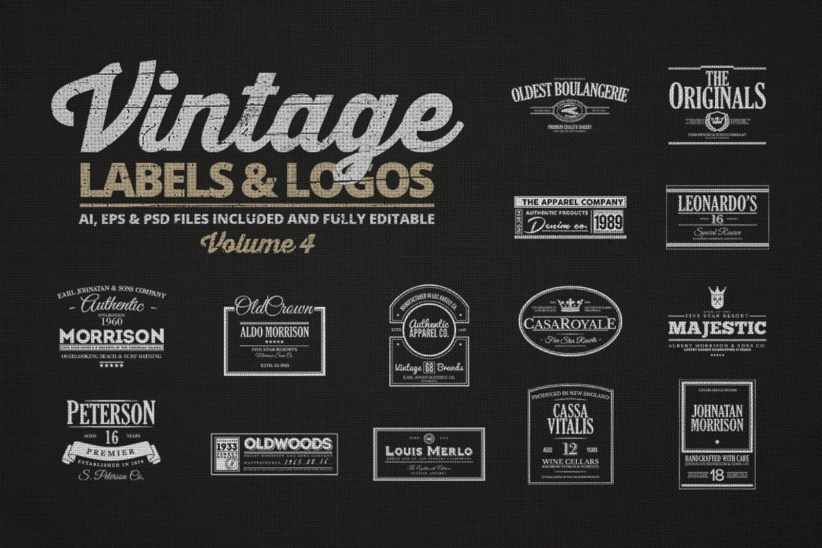 Vintage Labels & Logos Vol.4, a Branding & Logo Template by Graphicdome