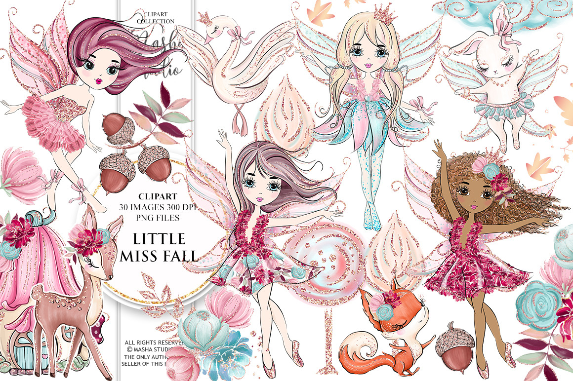 LITTLE MISS FALL Clipart, an Illustration by Masha Studio