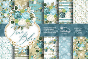 Watercolor True Blue digital papers | Graphic Patterns ~ Creative Market