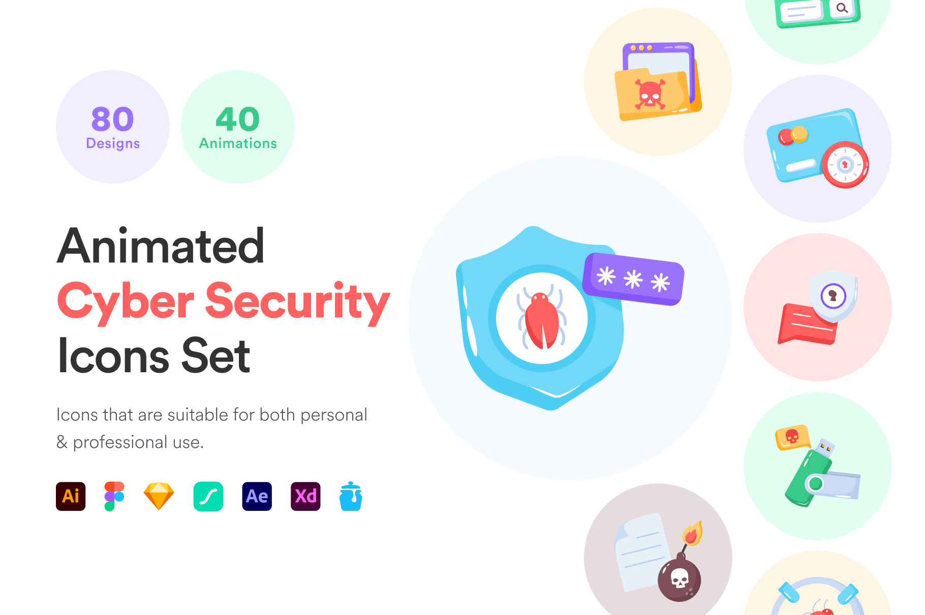 Animated Cyber Security Icon Set