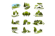 Vector icons for green landscape eco design, an Illustration by Vector ...