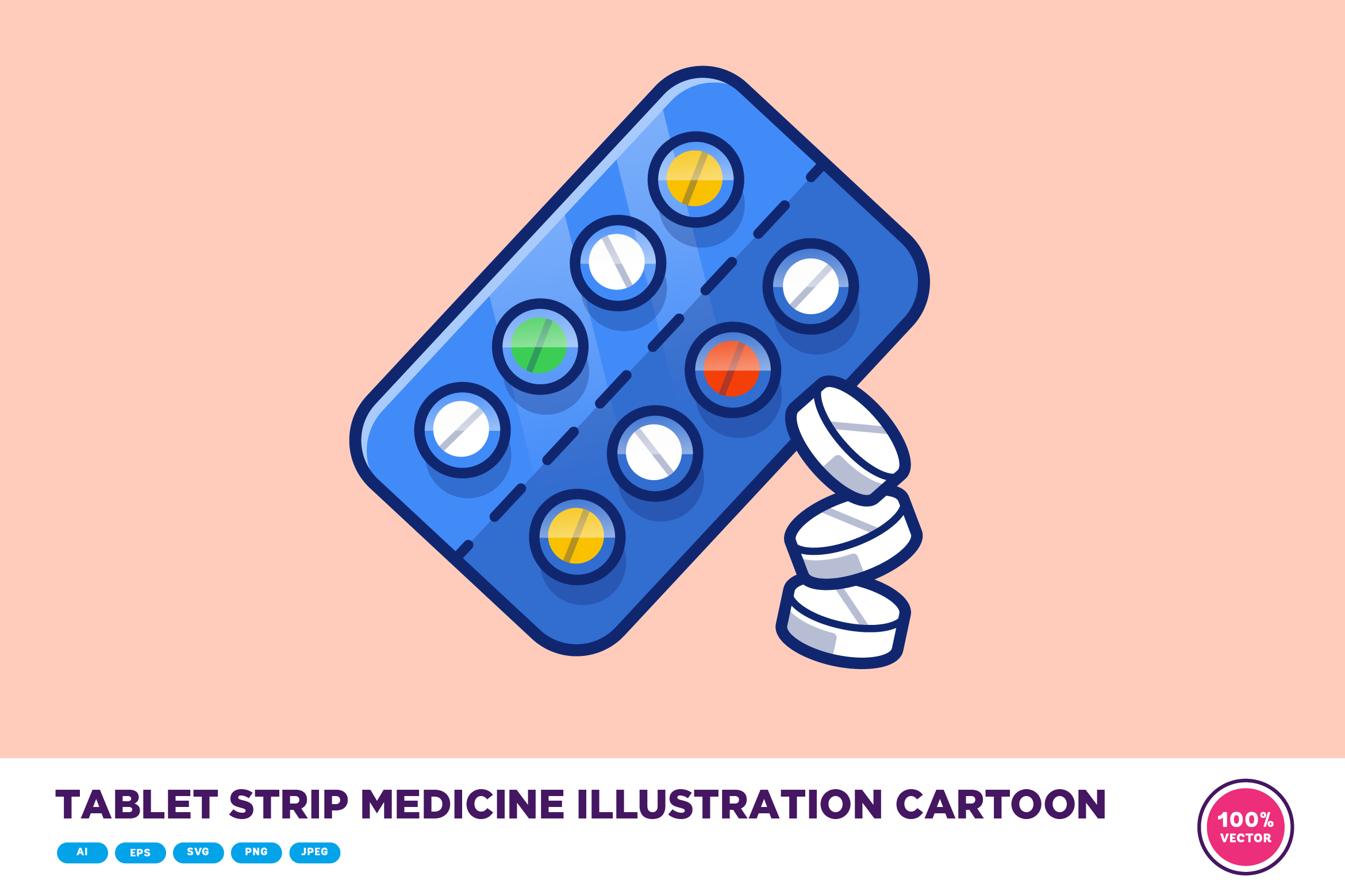 Tablet Strip Medicine Illustration | Healthcare Illustrations ...