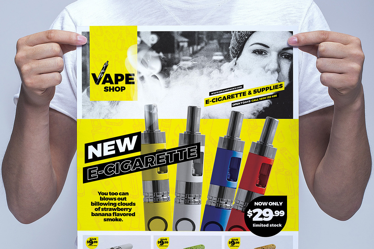 Vape Shop Poster Template, a Flyer Template by BrandPacks