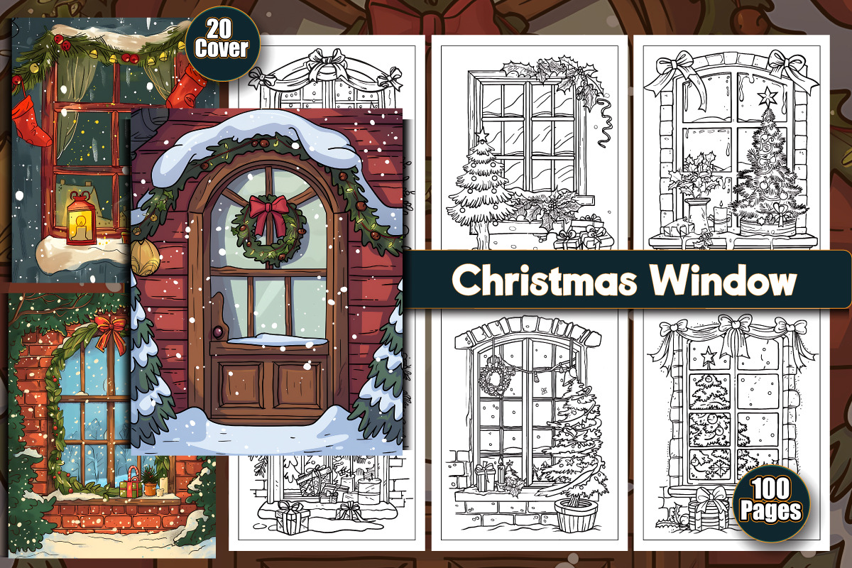 Christmas Window Coloring Pages, an Object Graphic by protabsorkar11
