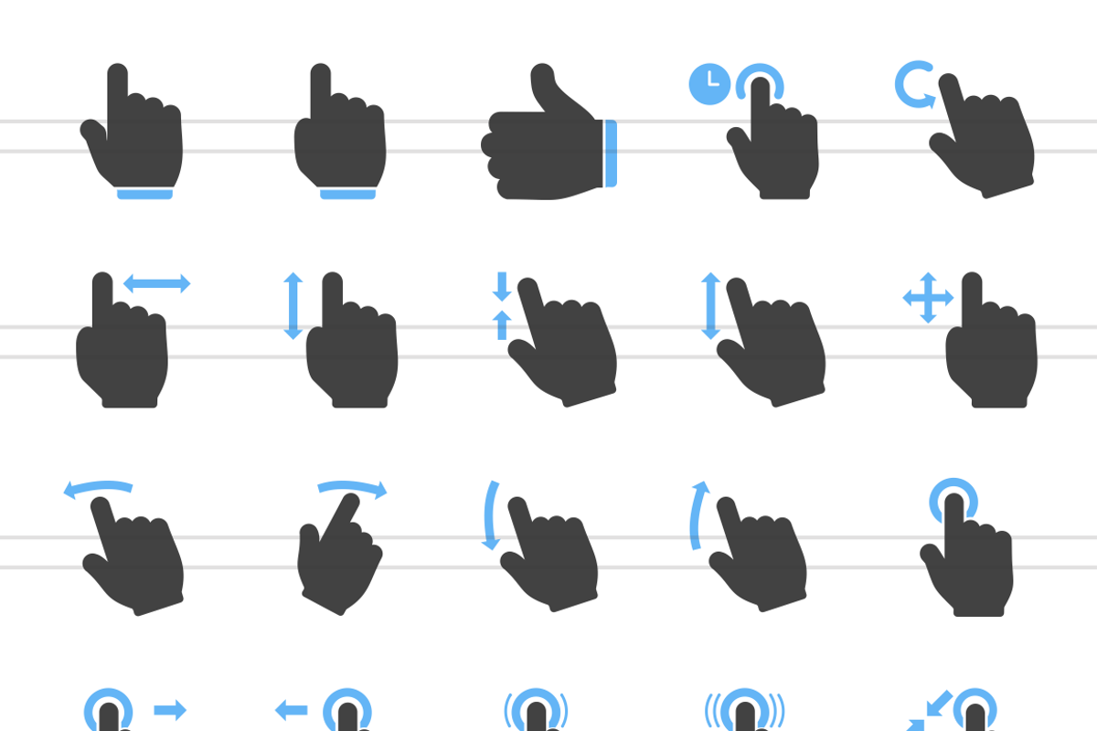 50 Touch Gestures Blue & Black Icons, an Icon by IconBunny