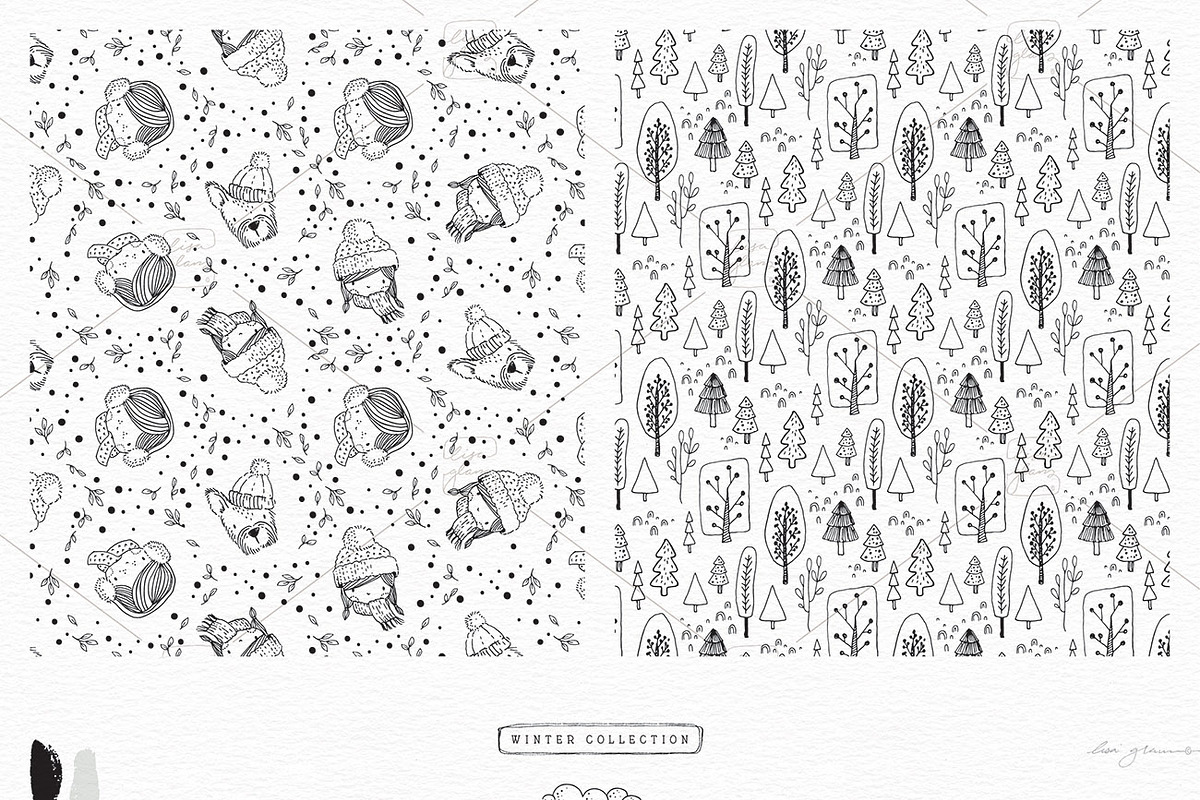 Black & White Winter Patterns, a Pattern Graphic by Lisa Glanz