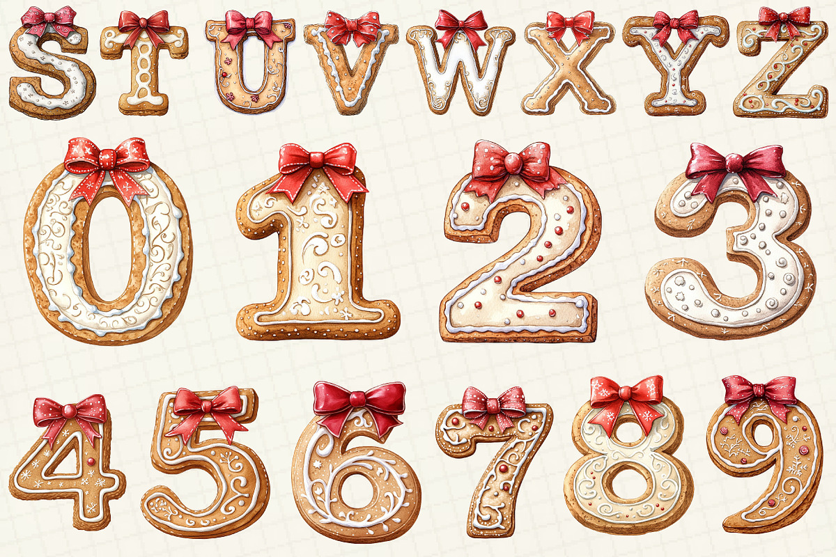 Christmas Cookie Alphabet Clipart, an Illustration by OK Design