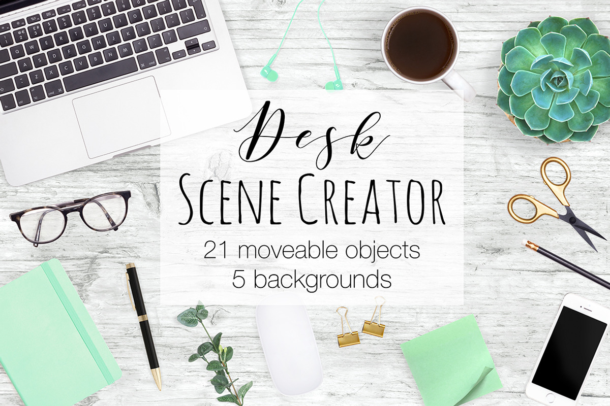 Desk Scene Creator - Top View, a Product Mockup by Pixomize