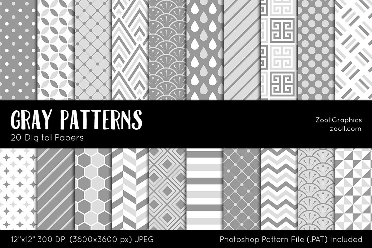 Gray Digital Papers, a Pattern Graphic by ZoollGraphics