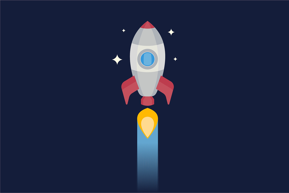 Rocket Launch Flat Icon Illustration, a Technology Illustration by ...