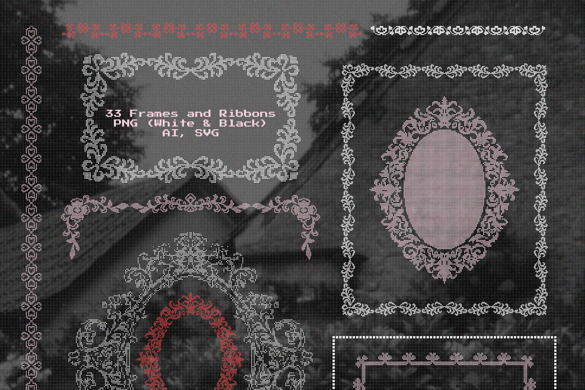 Vintage Vector Pixel Crochet Lace