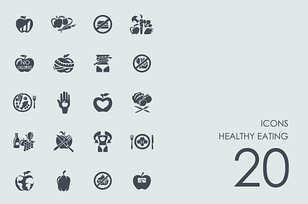 20 Healthy Eating icons, an Icon by Palau